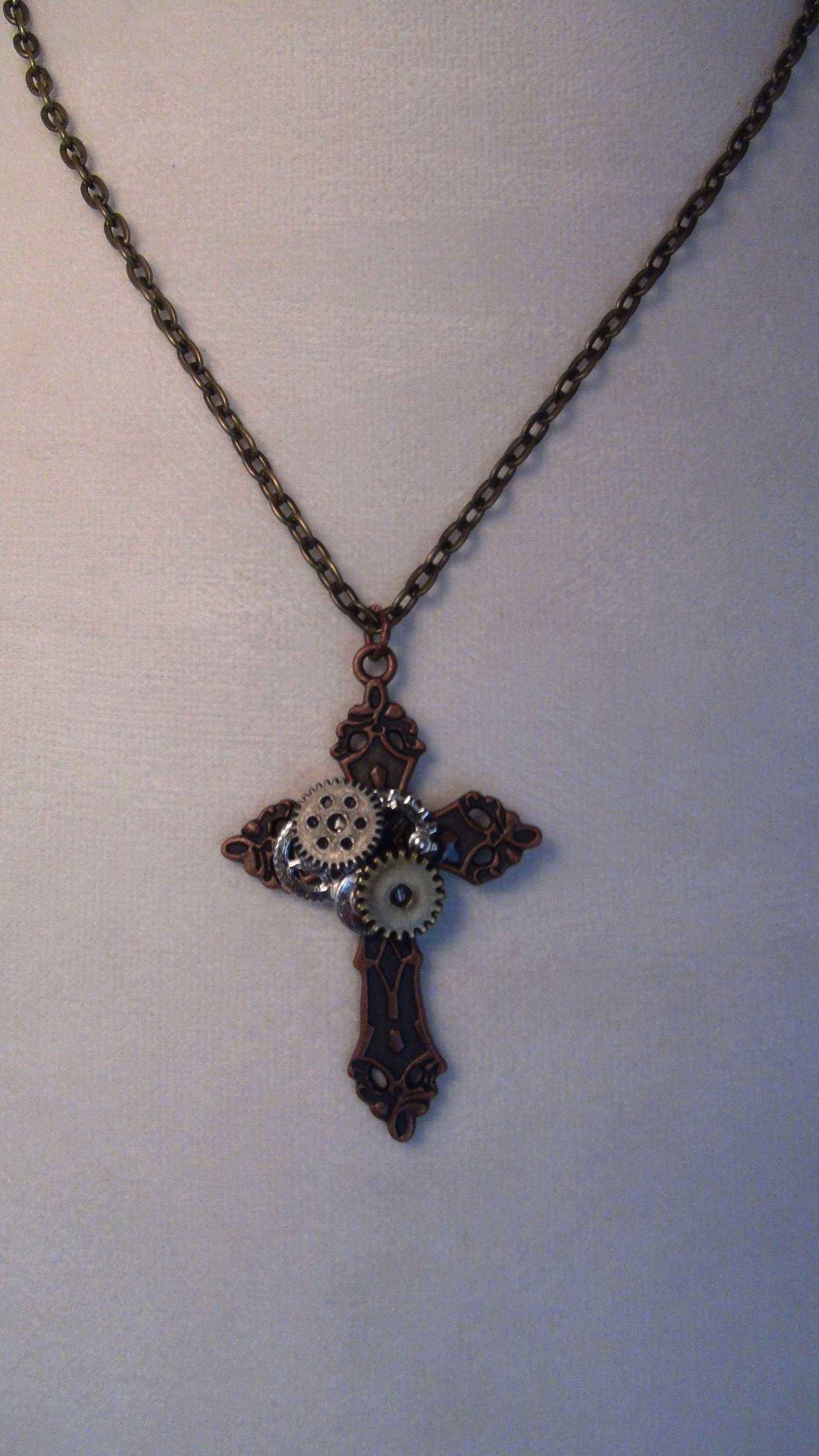 STEAMPUNK CROSS in Bronze Brass and Silver-Gothic Templar | Etsy