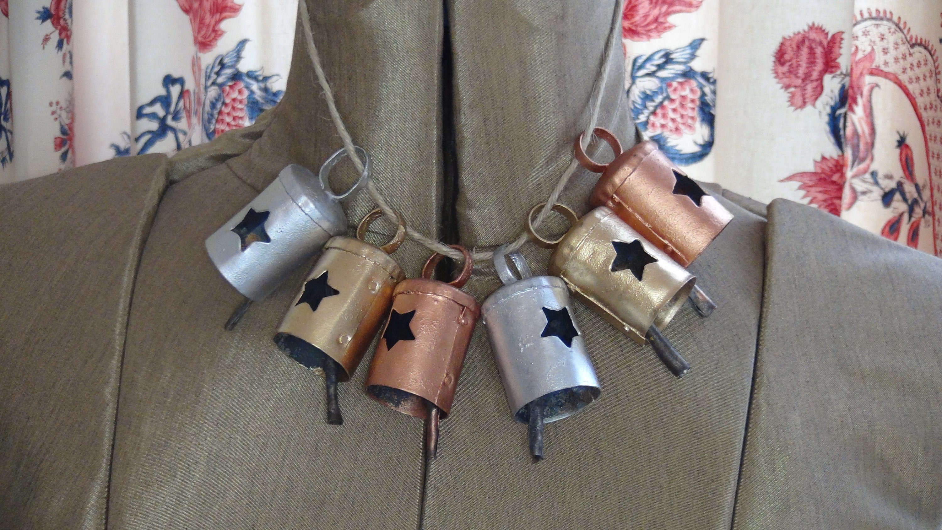 COPPER, GOLD & SILVER Bells W/ Star Cutouts-2 1/4 Inch-recycled Iron ...