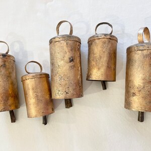 OLD WORLD Bells 5 Beautiful Rustic Gold Bells in Two Sizes Wind Chimes ...