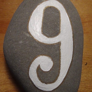 Hand Painted Numbered Rocks-numbers Zero Thru Nine-on Smooth Beach ...