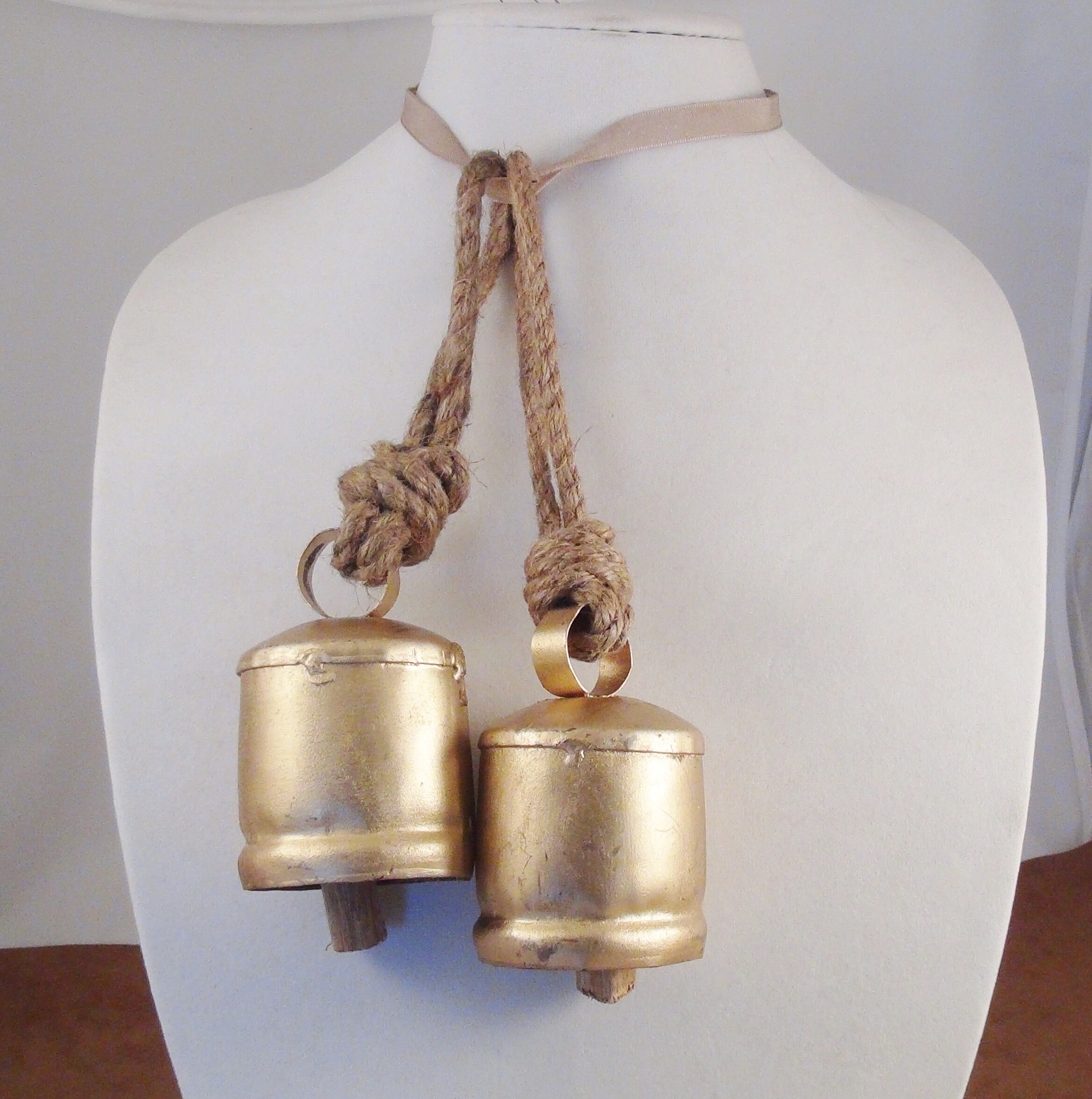 Set of Two Beautiful Gold Wedding Bells With Jute for Wedding | Etsy