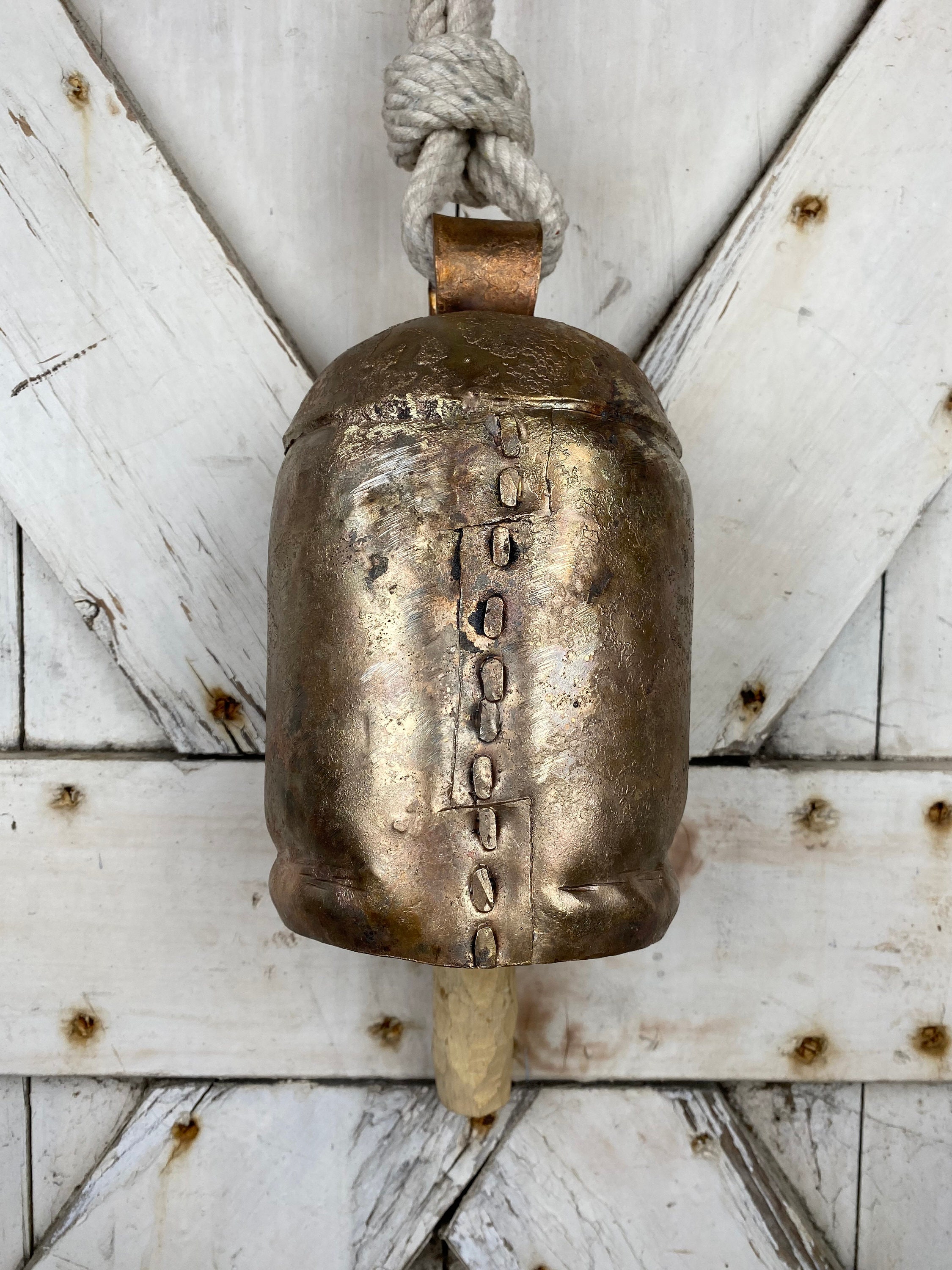 NEW YEARS Bell Large Rustic Gold 9 Bell With Rope for - Etsy UK