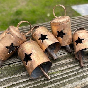 Rustic Gold Star Bells - Group of Cylindrical-shaped Bells With Star ...