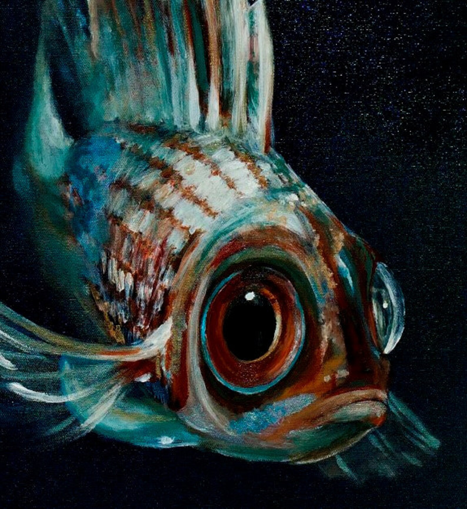 Blue Lagoon Mixed Media Fish Painting on Canvas | Etsy