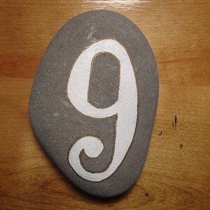 Hand Painted Numbered Rocks-numbers Zero Thru Nine-on Smooth Beach ...