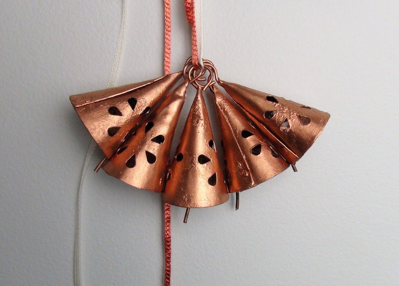 5 COPPER SUNBURST Triangle Bells With Teardrop Cutouts-2 1/4 - Etsy