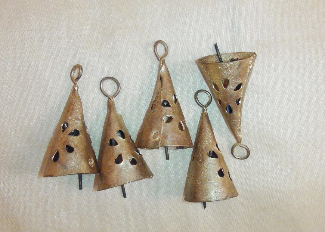 5 SUNBURST Triangle Cone Bells W/ Teardrop Cutouts- 2 1/4 Inch-choose ...