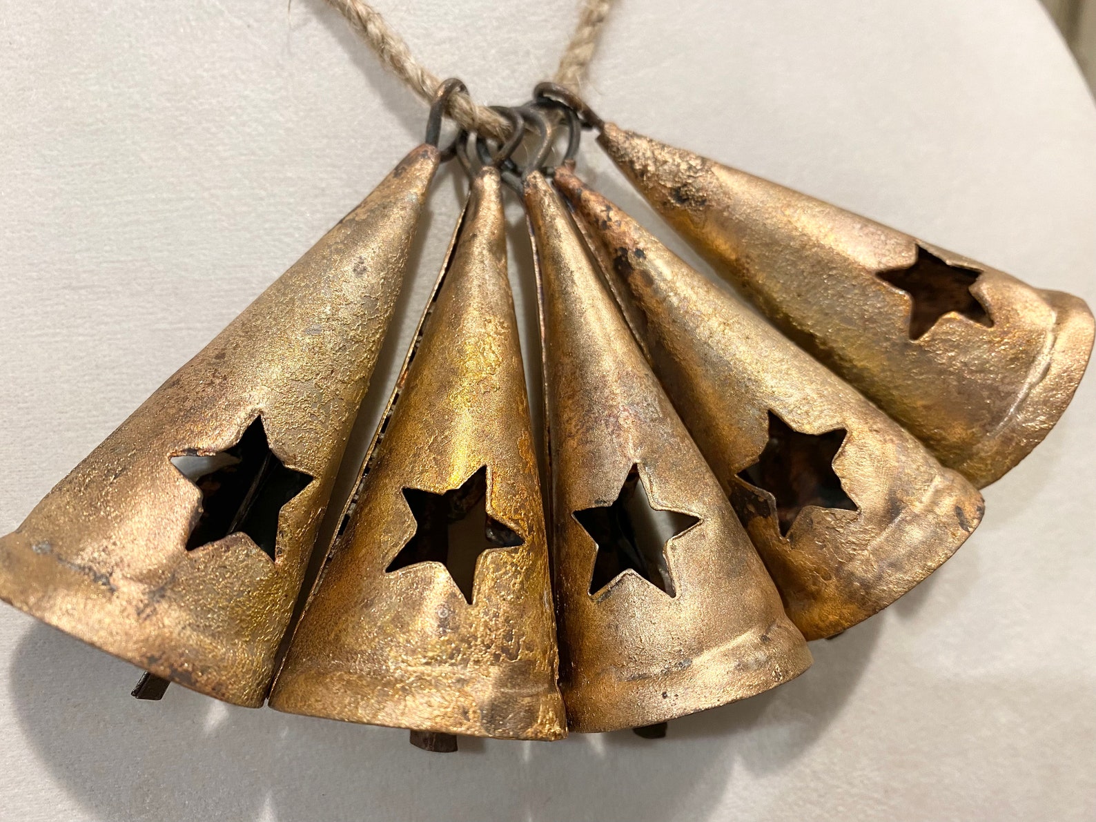 STAR BELLS Group of Rustic Gold Cone-shaped Bells With Star | Etsy