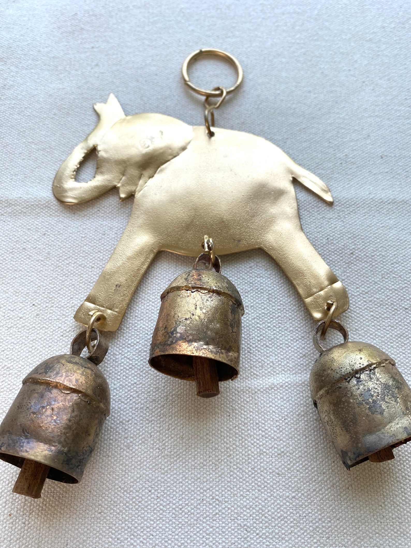 Elephant Wind Chime With Rustic Bells - Outdoor, Patio, Garden Decor ...