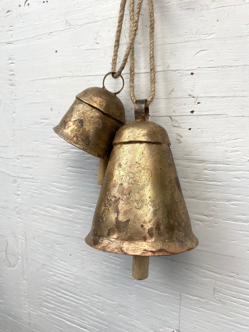 Mermaid Bells Flared Rustic Gold Bells With Wooden Clapper | Etsy