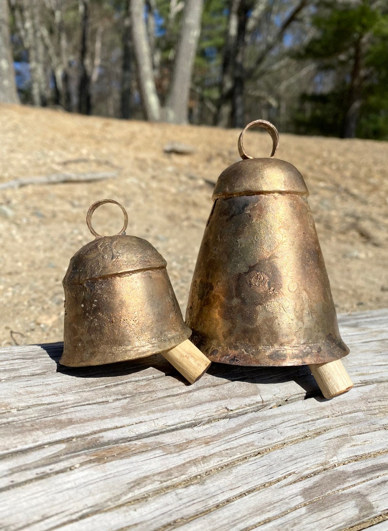 Mermaid Bells Flared Rustic Gold Bells With Wooden Clapper | Etsy