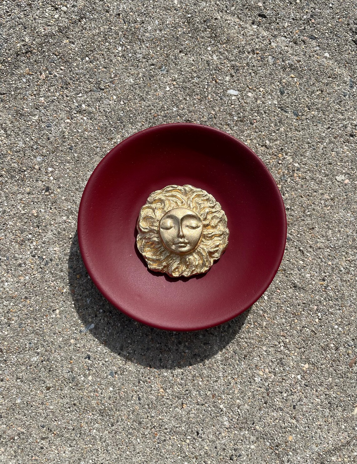 Golden Sun Face Sculpture in Maroon and Gold Handmade - Etsy