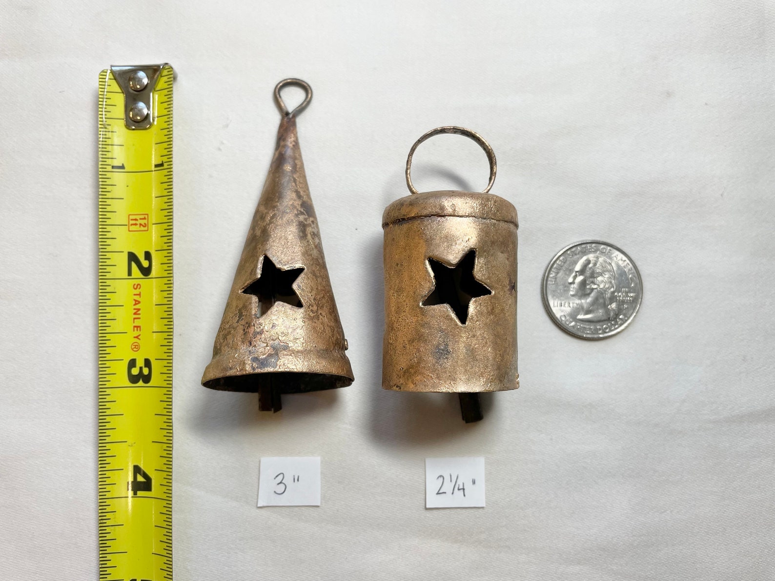 STAR BELLS Group of Rustic Gold Cone-shaped Bells With Star - Etsy