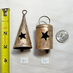 STAR BELLS - Group of Rustic Gold Cone-shaped Bells With Star Cut-outs ...
