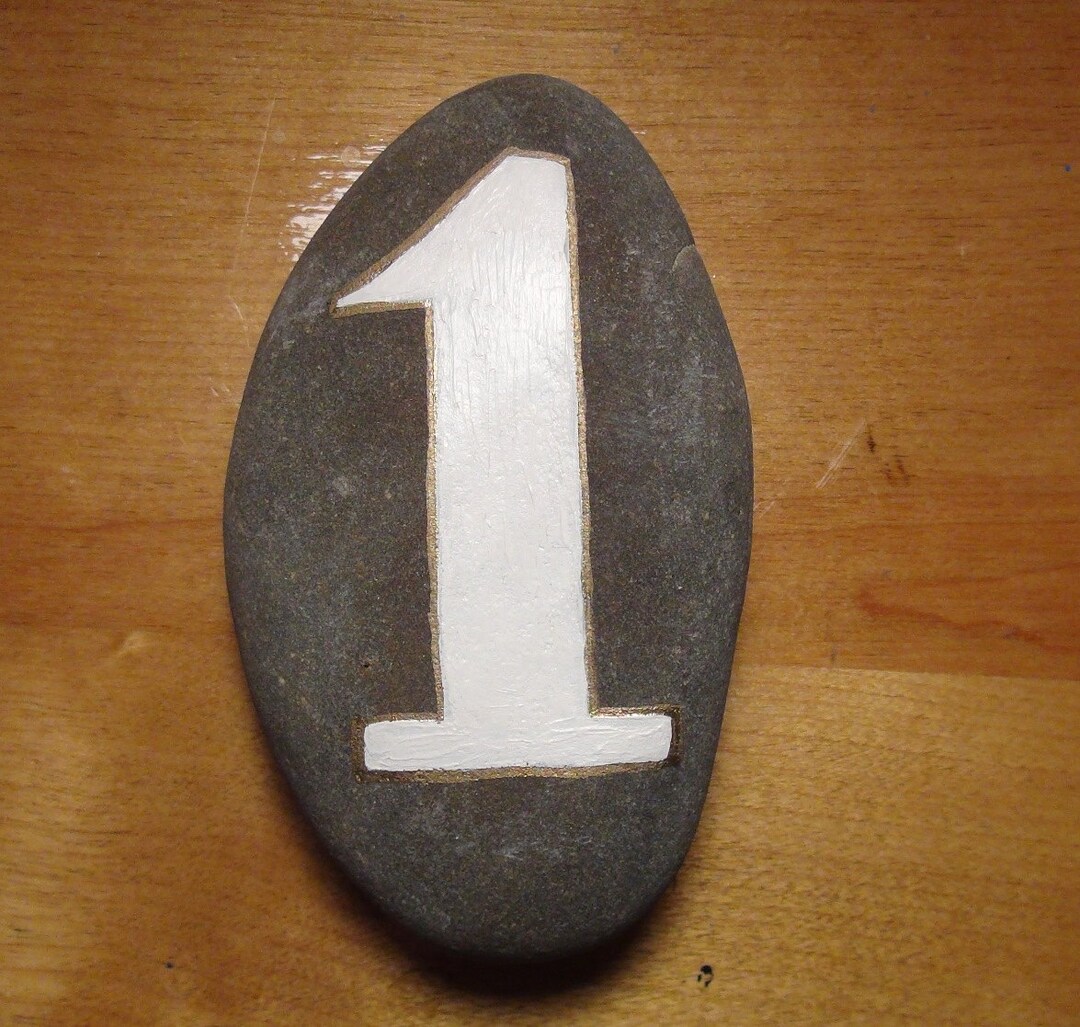 Hand Painted Numbered Rocks-numbers Zero Thru Nine-on Smooth Beach ...
