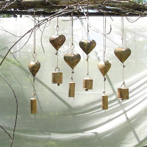 LOVE Chimes-wedding Bell and Heart Rustic Gold Decorations W/ Rope for ...
