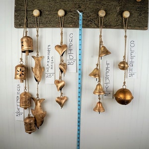 Liberty Bells - Four Flared Bells on Jute - Rustic Gold Bell Hanging ...