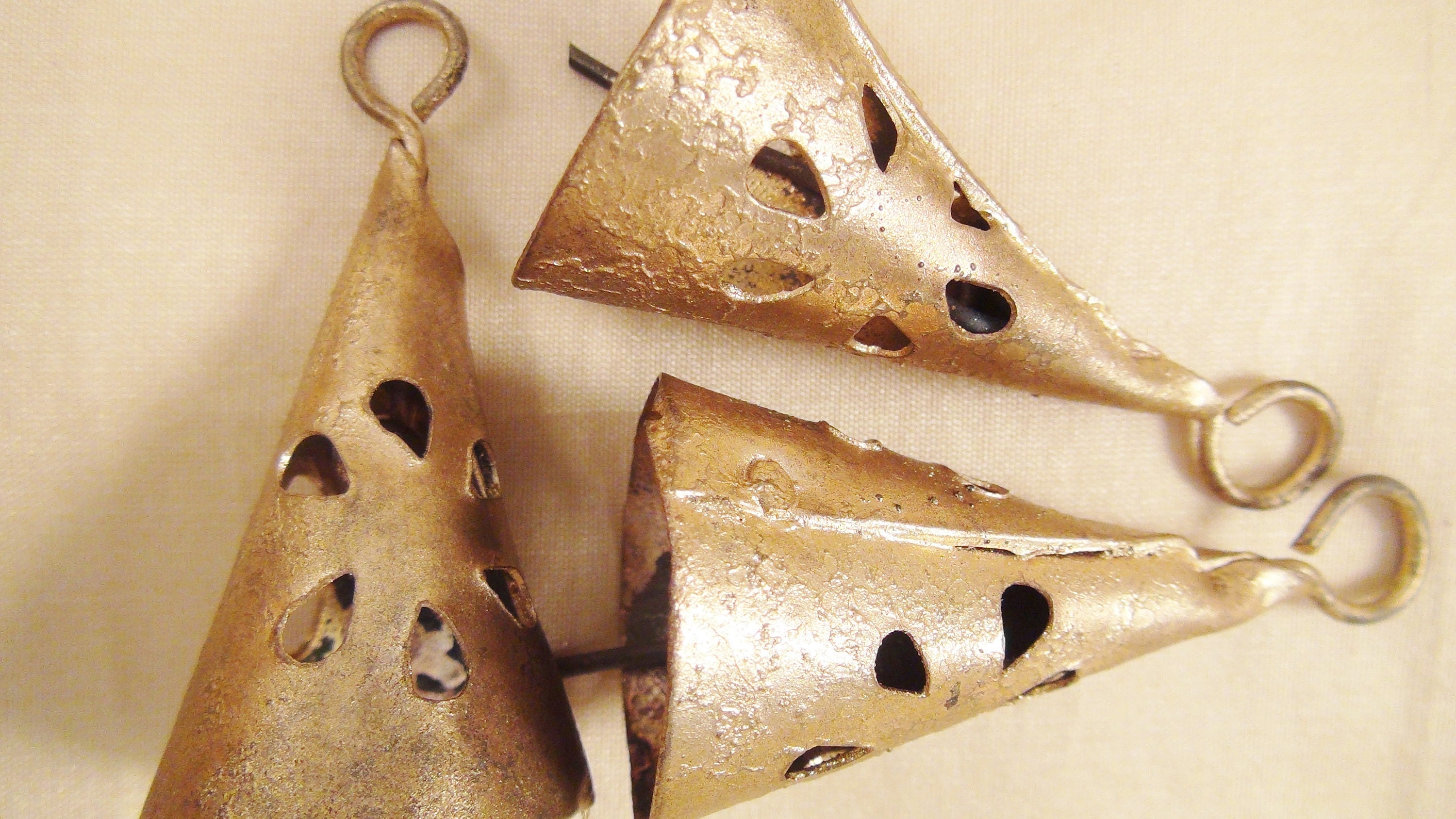 5 SUNBURST Triangle Cone Bells w/ Teardrop Cutouts 2 1/4 | Etsy