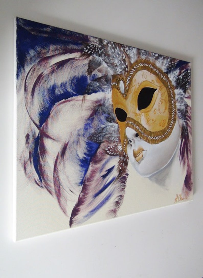 Venetian Mask Acrylic Painting on Canvas-Based on Mardi | Etsy