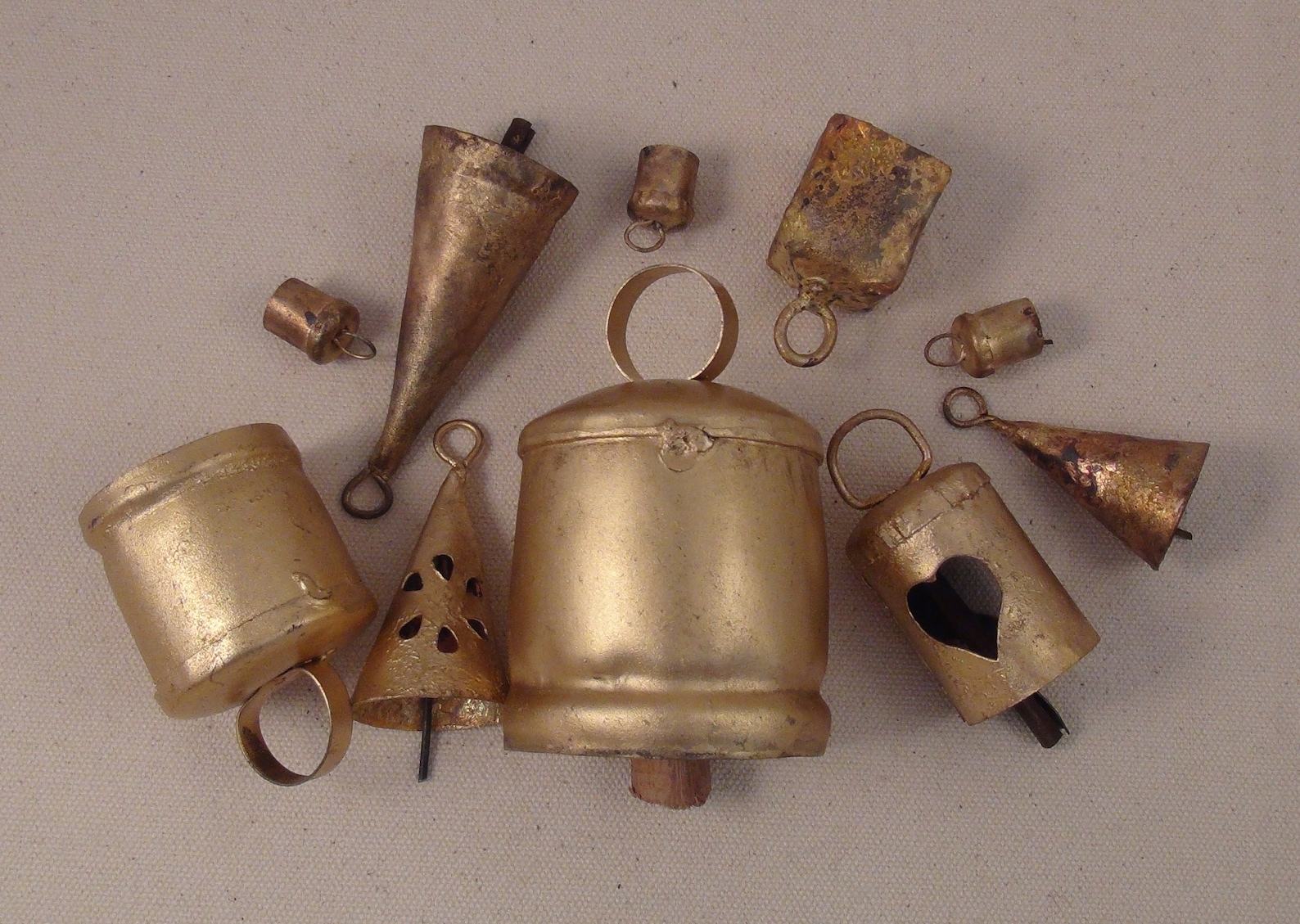 BRASS Bells-large Group of 10 GOLD Bells in Various Sizes and | Etsy
