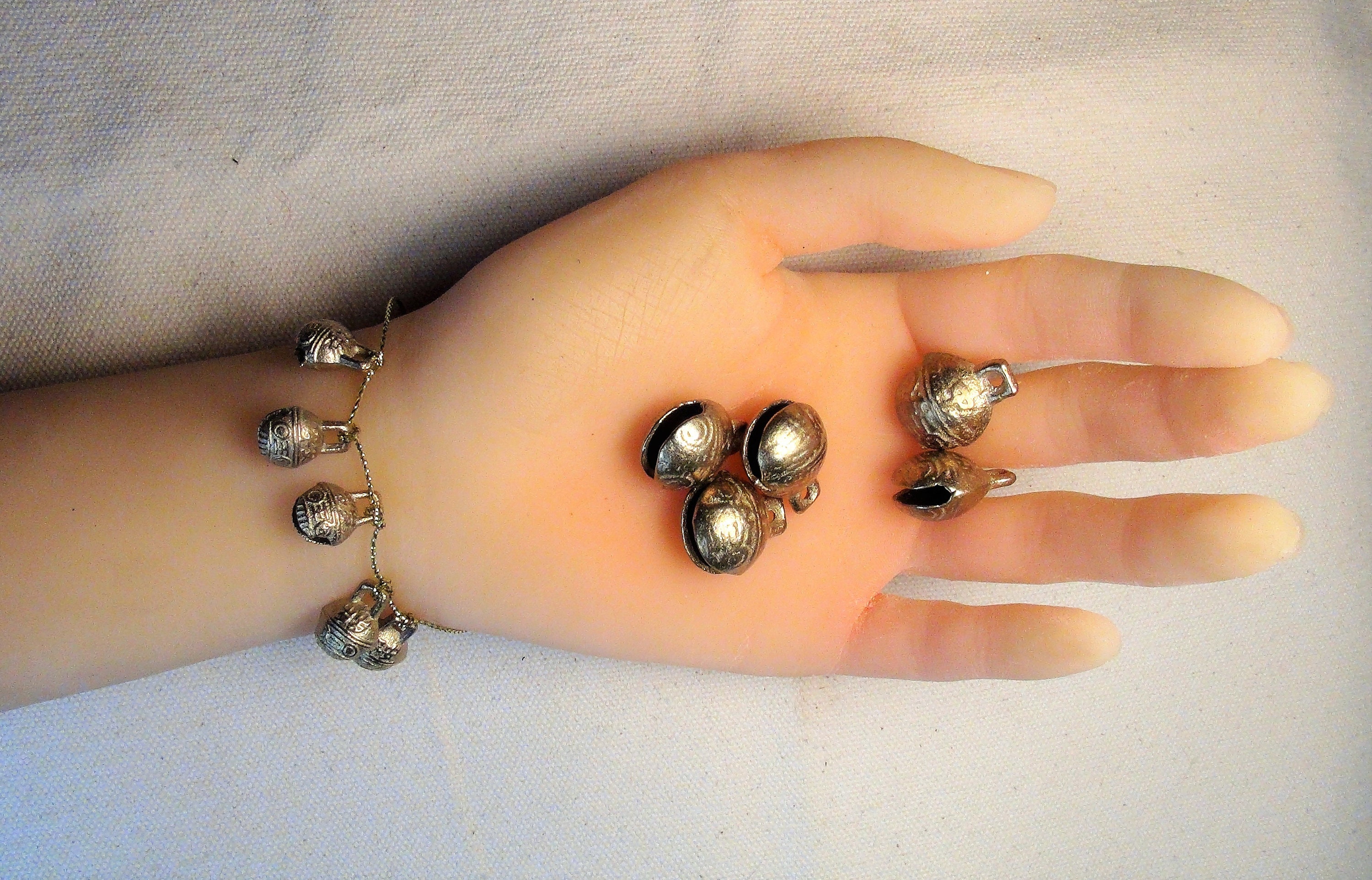 Brass Tiger Face Etched Jingle Bells-indian Tribal Charms With ...