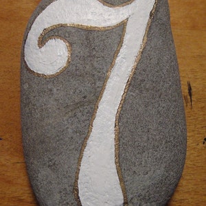Hand Painted Numbered Rocks-numbers Zero Thru Nine-on Smooth Beach ...