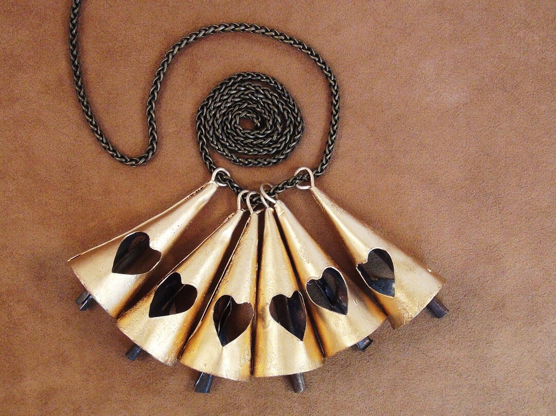 HEART BELLS - Bright Gold 3" Triangle Bells W/ Heart Cut-outs-beautify ...