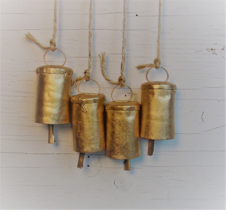 4 LUMINOUS Bright Gold Bells-shimmering 3" Bells - Make Wind Chimes ...