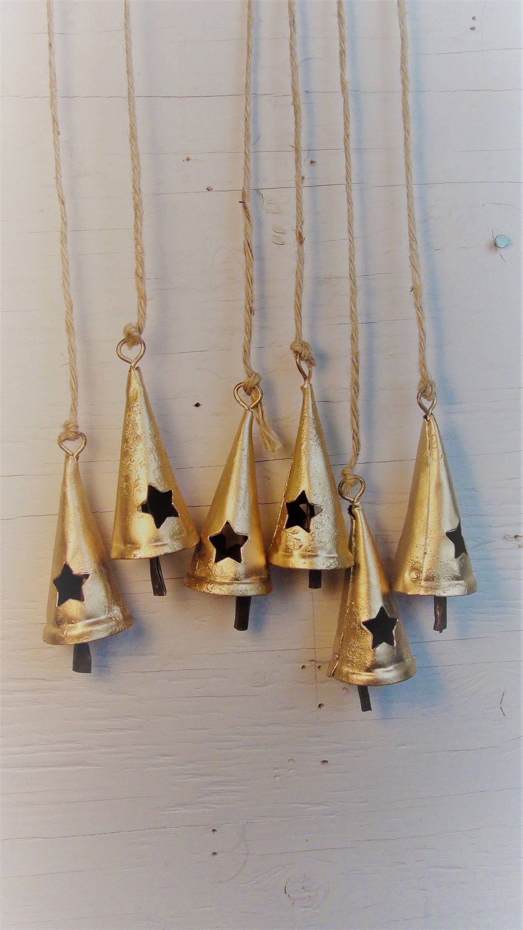 Starry Night BELLS - 3" Bright Gold Cone W/star Cut-outs- for Wind ...