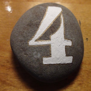 Hand Painted Numbered Rocks-numbers Zero Thru Nine-on Smooth Beach ...