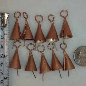 10 Mini COPPER Triangular Bells-bold Color-so Sweet & Tiny-handmade ...