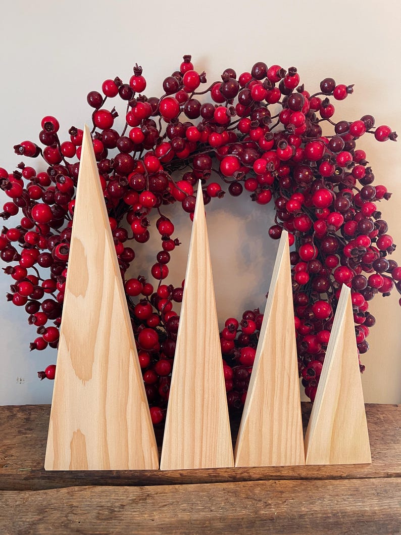 Wood Triangle Sets of Christmas Trees-sanded, Hand Made, Unfinished ...
