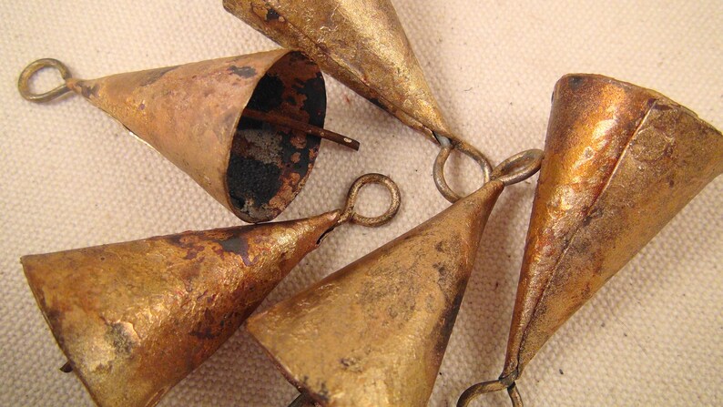 FAIRY Bells Rustic Gold Triangular 2 Bells for - Etsy