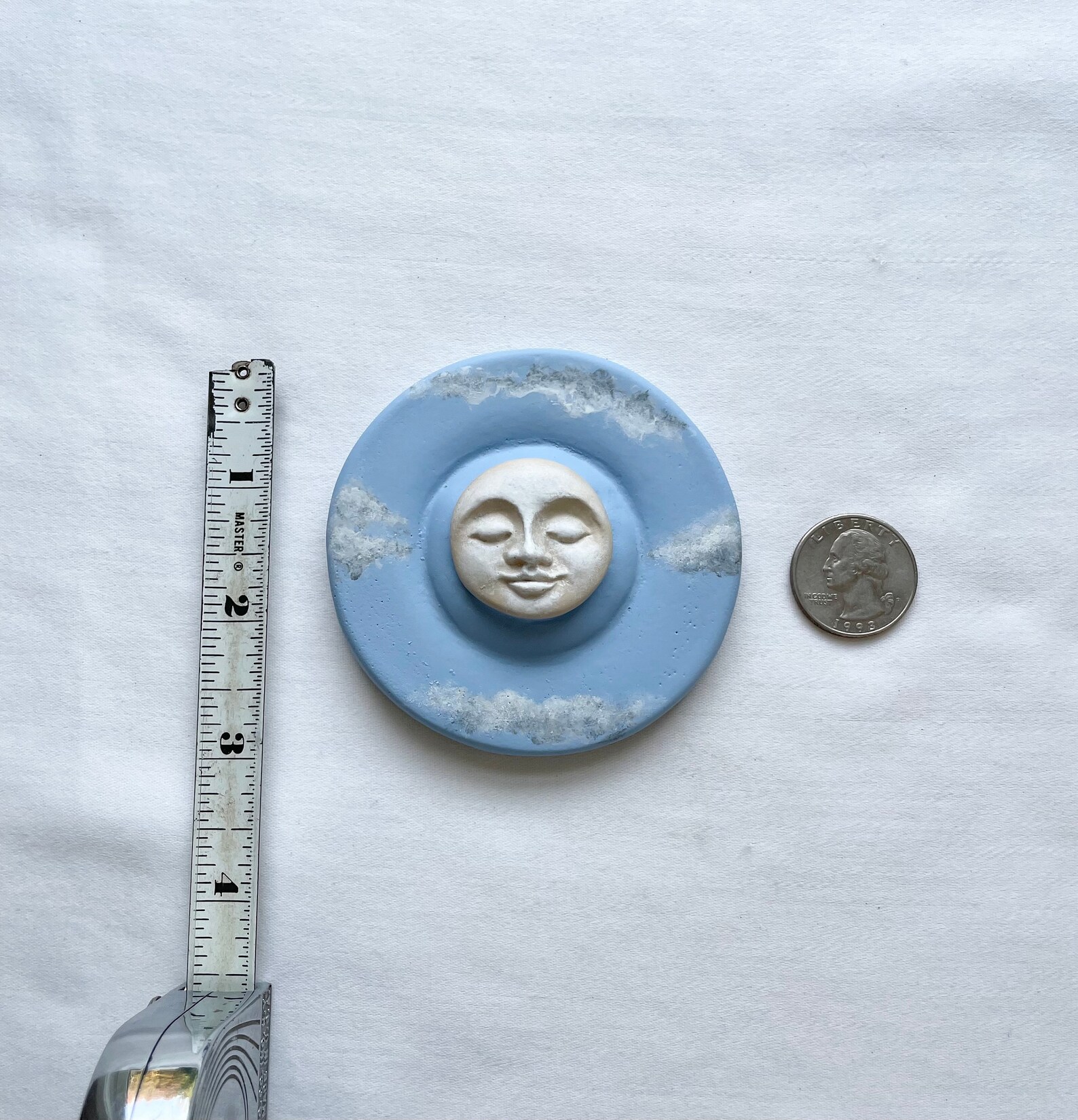 Slumbering Moon Face Sculpture in Baby Blue With Clouds - Etsy