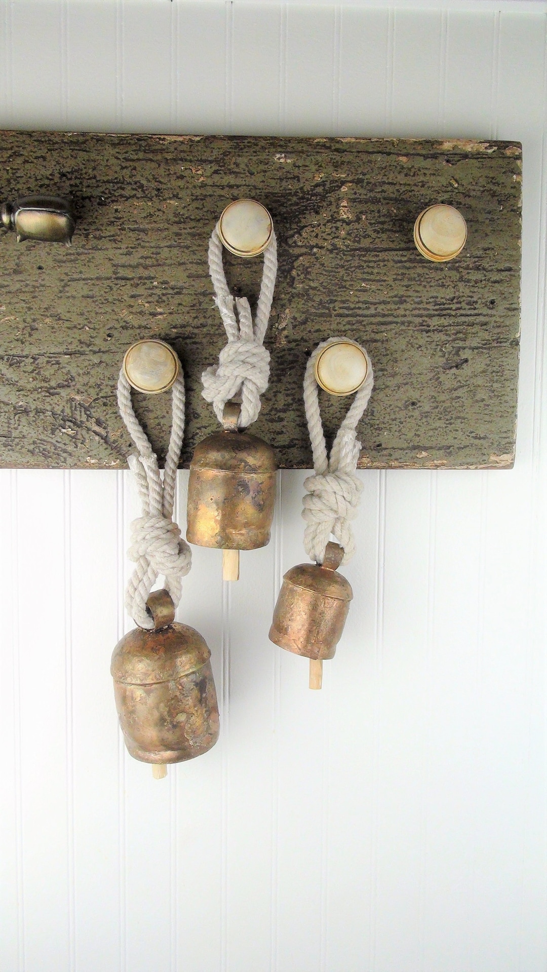 Set of 3 Heavy Rustic Bells on Rope Short Sizes CHONKY BELLS Sturdy ...