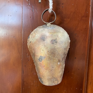NANTUCKET BELL HANGING - Set of 3 Rustic Gold Bells on White Rope - Old ...