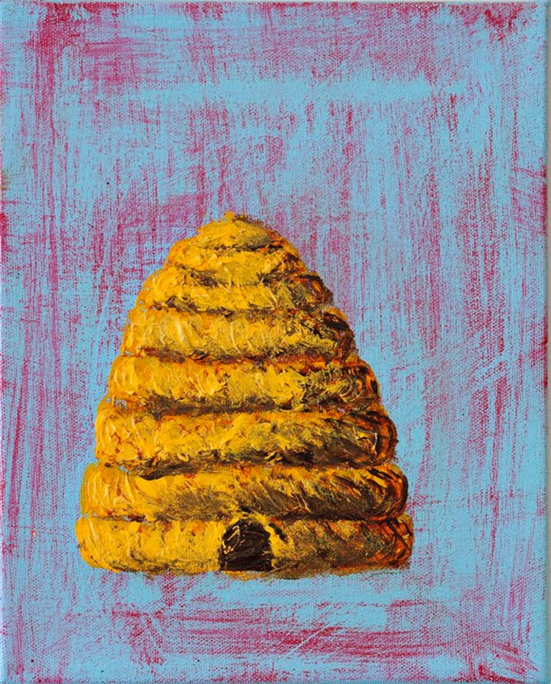 Beehive -original, ONE OF A Kind, Acrylic Painting on Canvas of Yellow ...