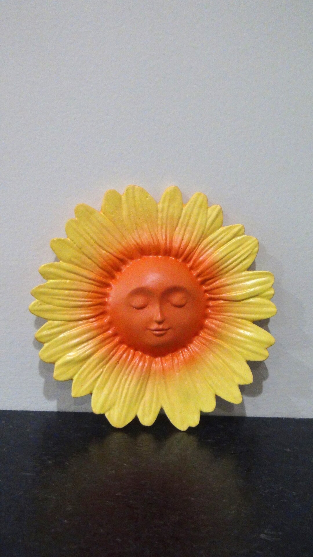 SUNFLOWER SCULPTURE Wall Art - Permastone Plaque - in Sunny Orange ...