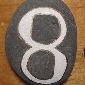 Hand Painted Numbered Rocks-numbers Zero Thru Nine-on Smooth Beach ...