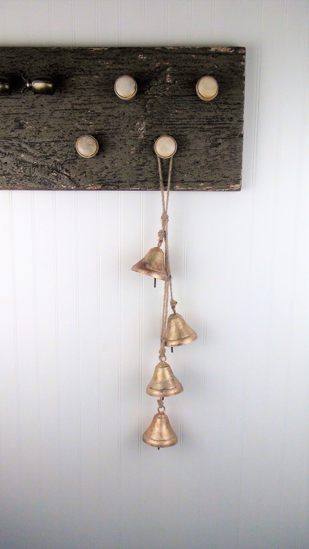 Liberty Bells - Four Flared Bells on Jute - Rustic Gold Bell Hanging ...