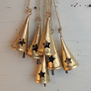 Starry Night BELLS - 3" Bright Gold Cone W/star Cut-outs- for Wind ...