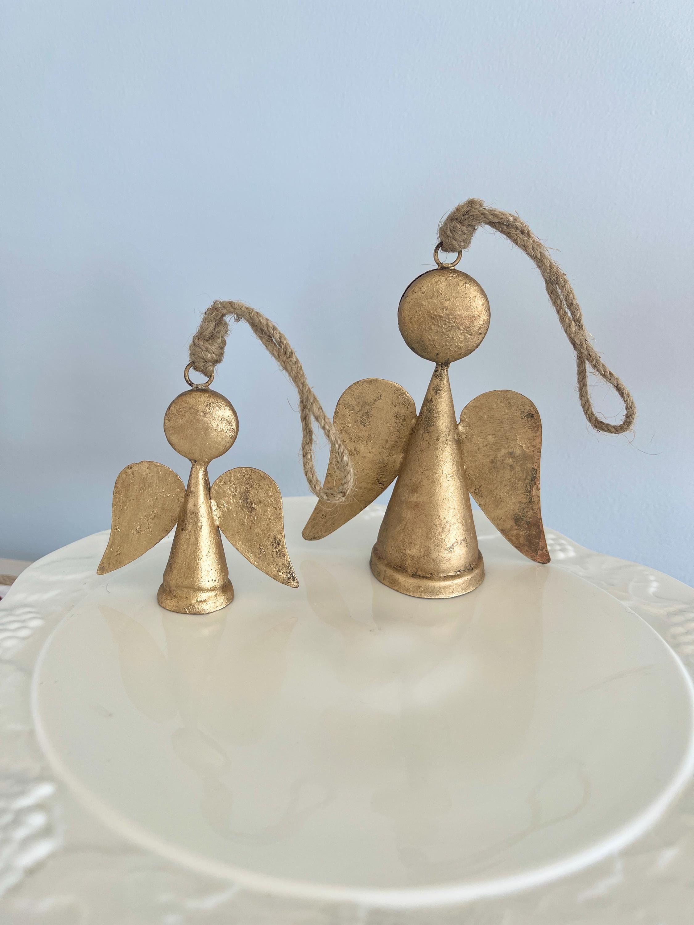 Guardian ANGEL BELLS in Rustic Gold - Stands on It's Own or Can Be Hung ...