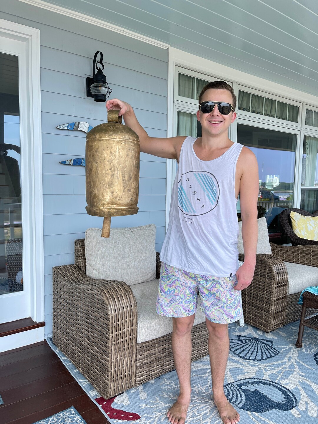 Colossal 20" Bell-with Loud Ringing Sound-very Large Metal Rustic Gold ...