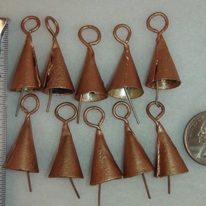10 Mini COPPER Triangular Bells-bold Color-so Sweet & Tiny-handmade ...