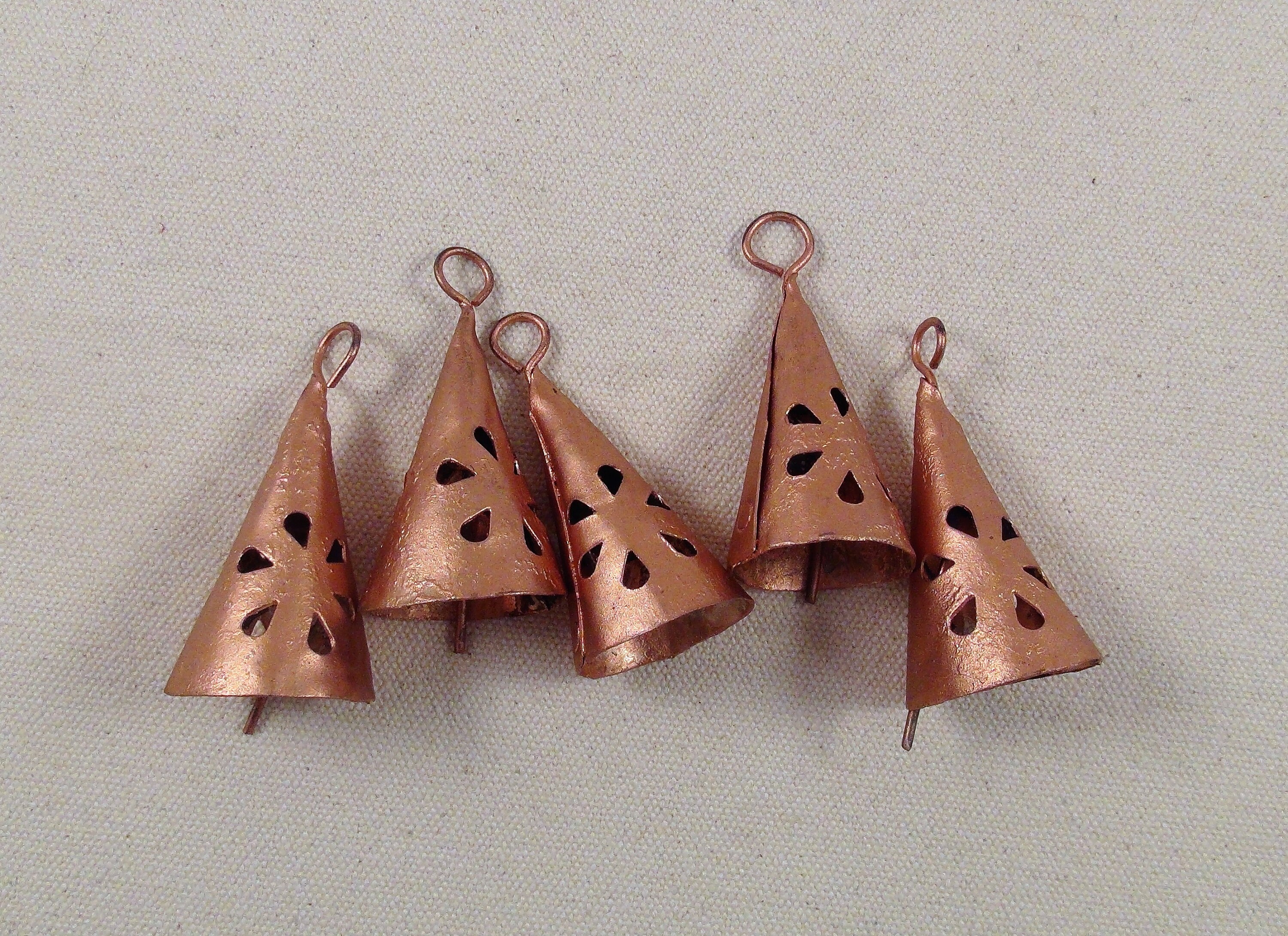 5 COPPER SUNBURST Triangle Bells with Teardrop Cutouts-2 1/4 | Etsy