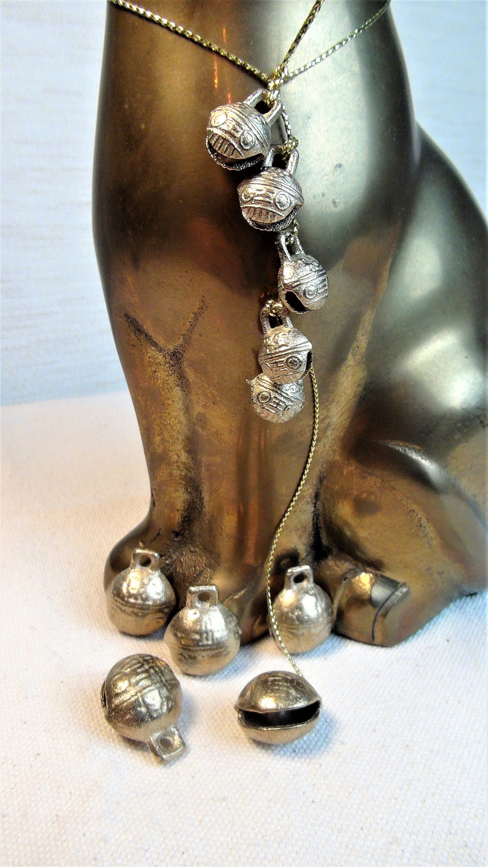 Brass Tiger Face Etched Jingle Bells-indian Tribal Charms With ...