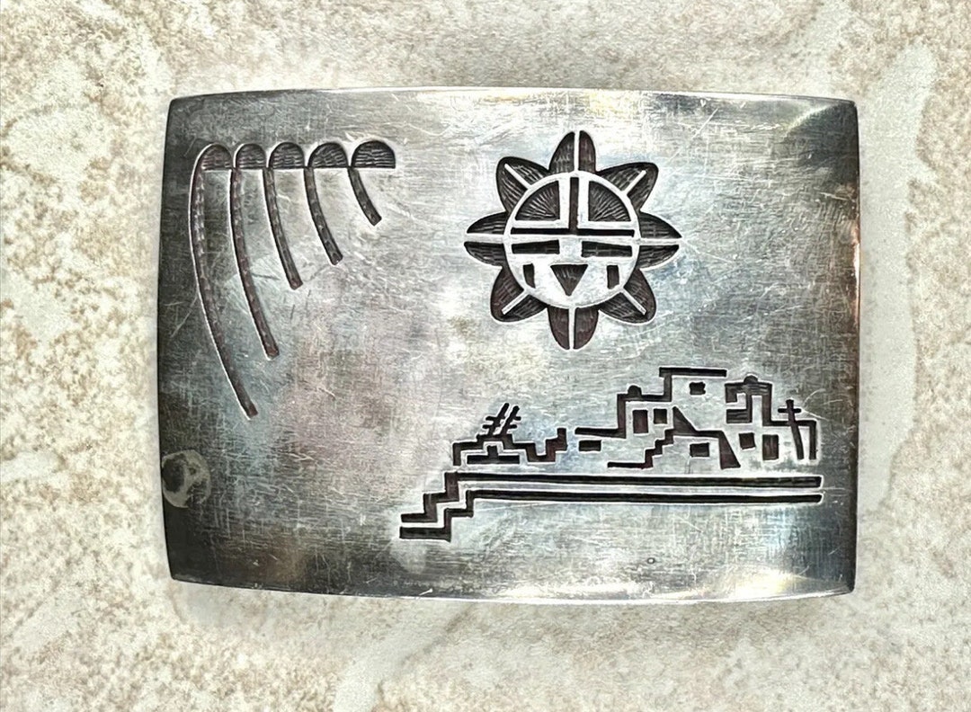 Vintage Sterling Silver Hopi Big Belt Buckle Stephen Hyson Naseyoma - Etsy