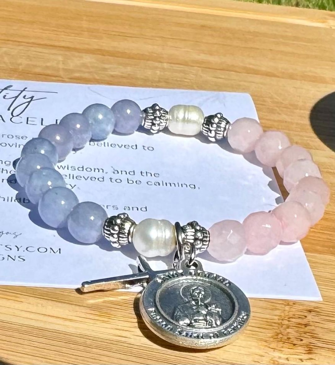 Saint Gerard Fertility Bracelet: Rose Quartz, Pearl, TTC Gift - Etsy