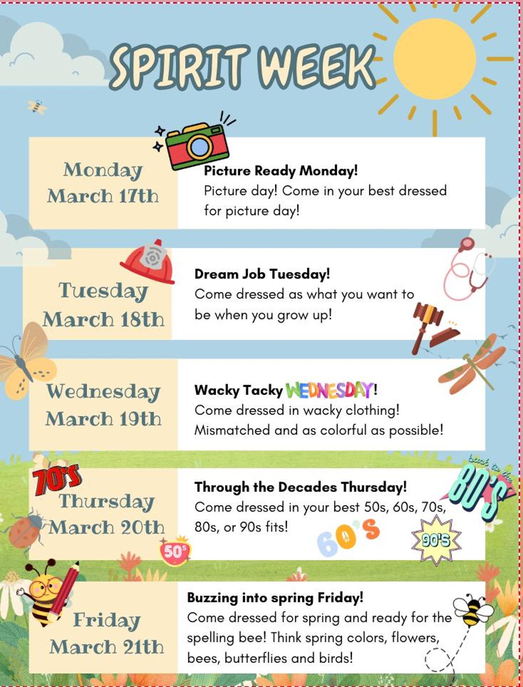 Spirit Week Flyer in English and Spanish - Etsy