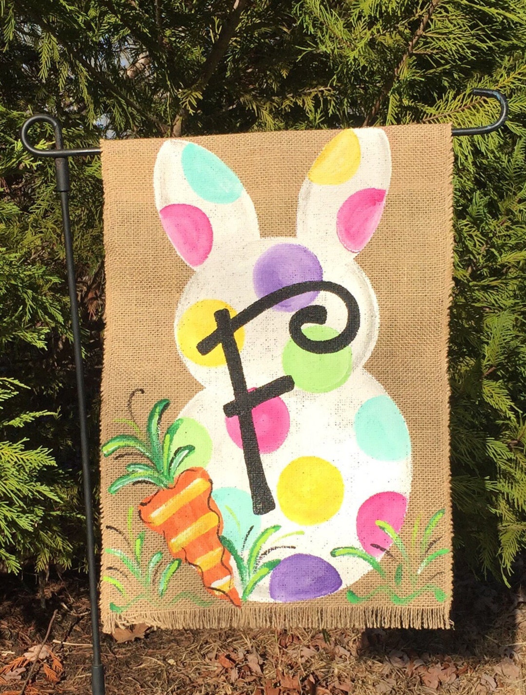 SALE!!!! Handpainted Burlap Garden Flag ...easter Bunny Flag - Etsy
